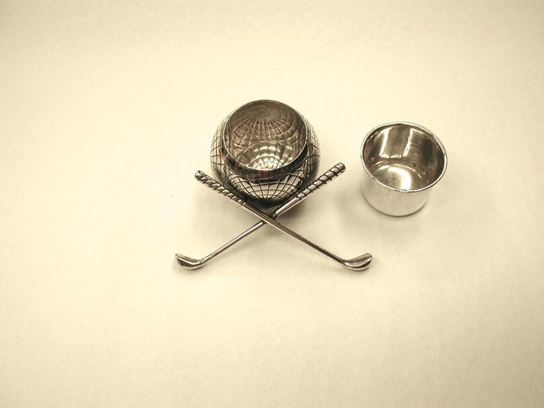 Novelty Silver Golf Ball with Clubs, Matchstriker, 1924, G F Westwood ...