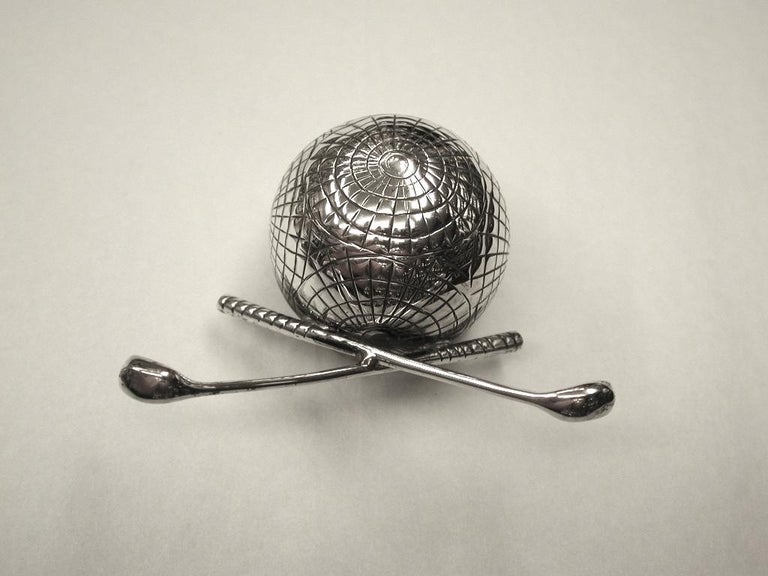 Novelty Silver Golf Ball with Clubs, Matchstriker, 1924, G F Westwood ...