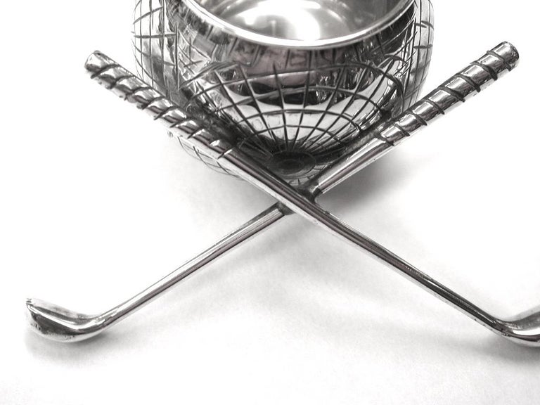 Novelty Silver Golf Ball with Clubs, Matchstriker, 1924, G F Westwood ...