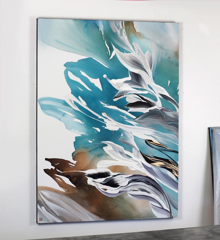 Novi Lim - Odessa, Original Framed Signed Contemporary Blue Abstract ...