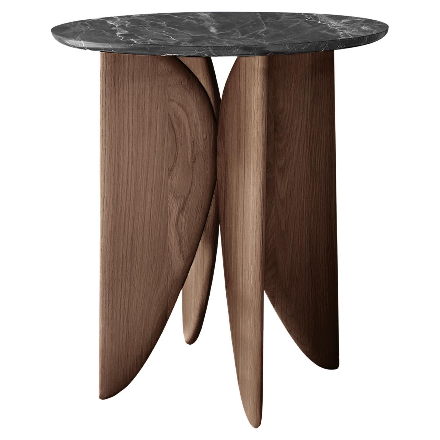 Noviembre VI Side Table, Night Stand in Oak Wood and Marble Top by Joel ...