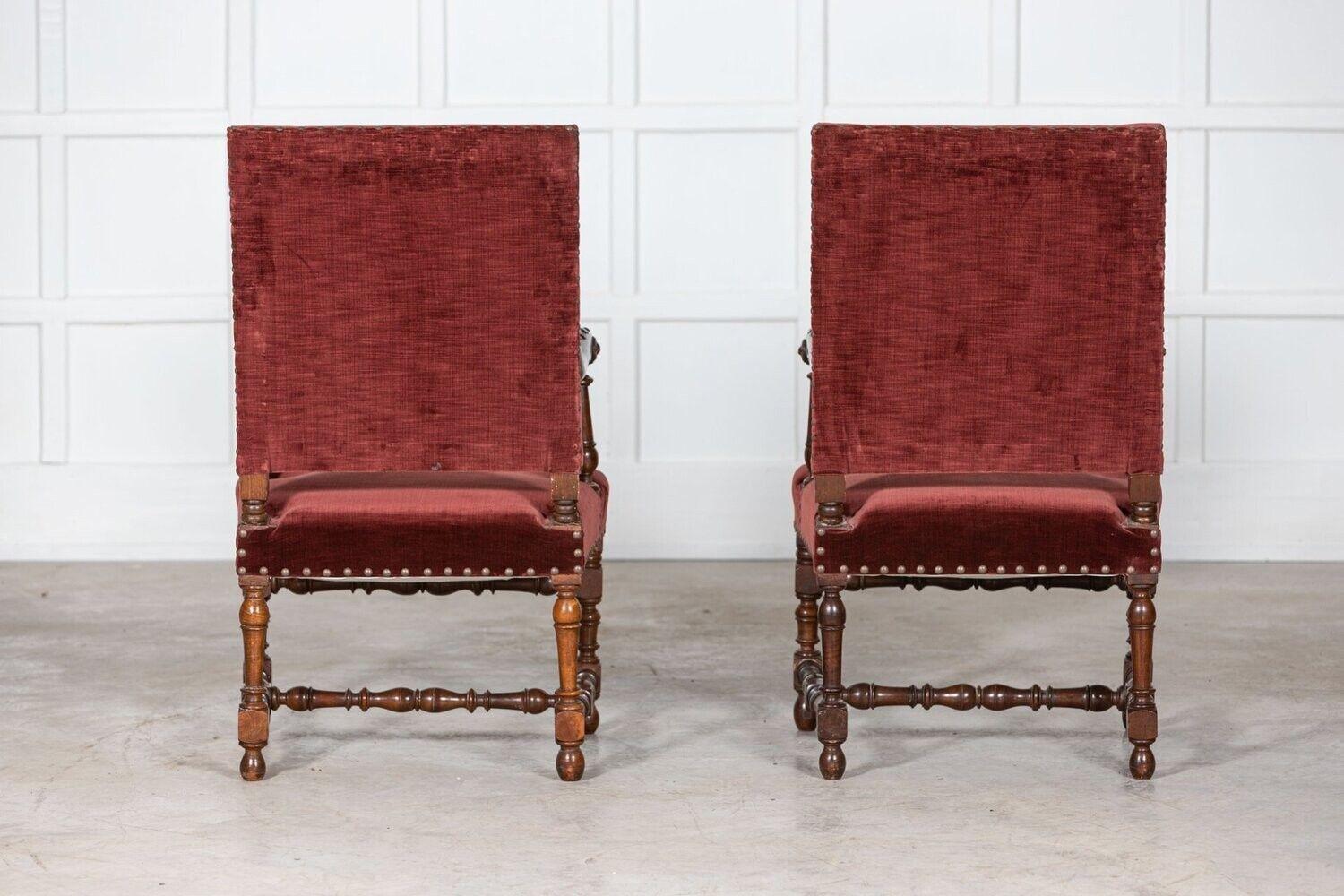 Nr Pair 19thC French Walnut Library Chairs For Sale at 1stDibs