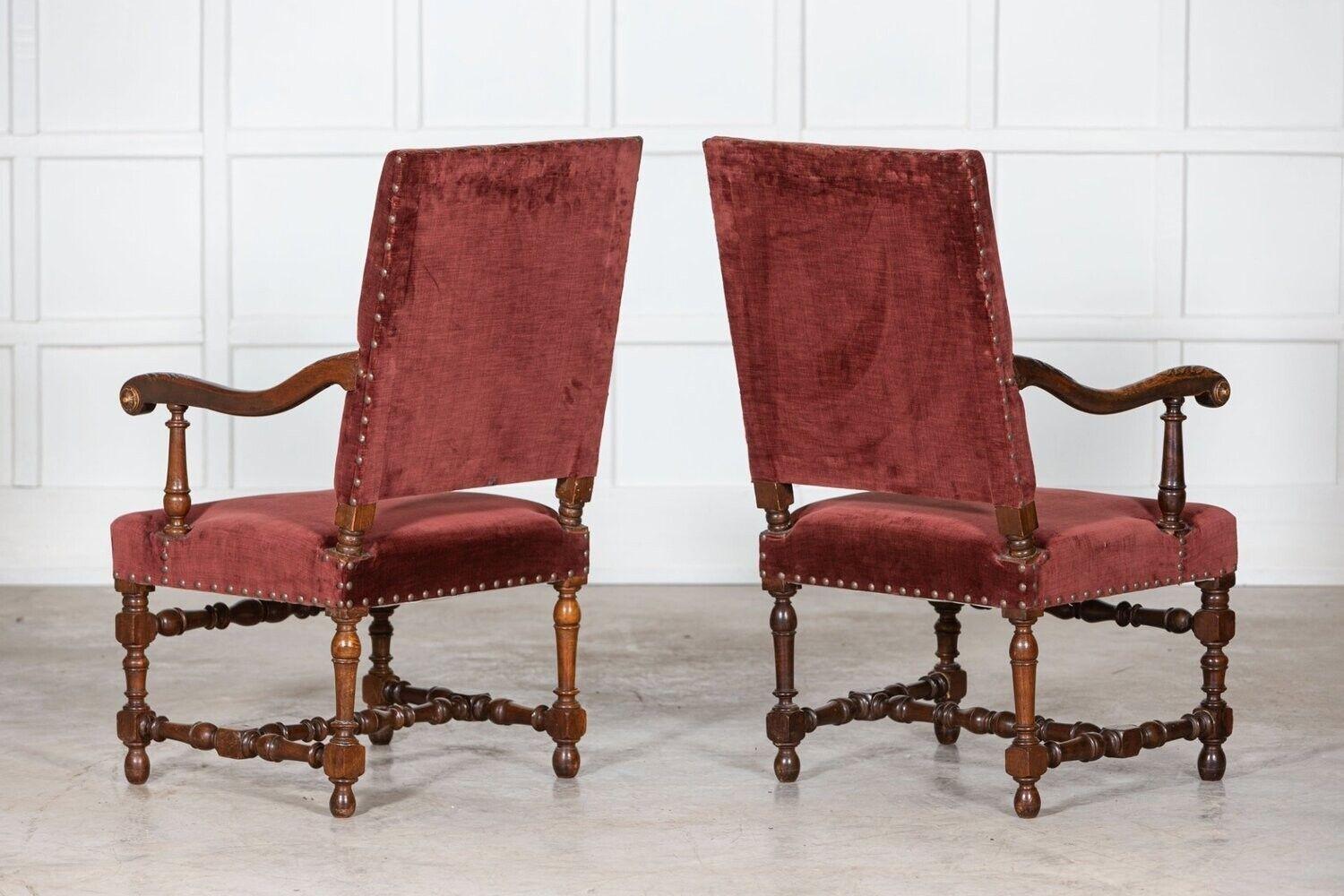 Nr Pair 19thC French Walnut Library Chairs For Sale at 1stDibs