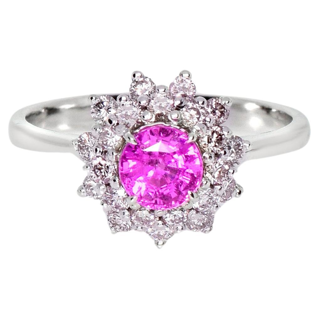 *NRP* 14K 0.98 ct Pink Sapphire&Diamonds Antique Art Deco Style Engagement Ring For Sale at 1stDibs