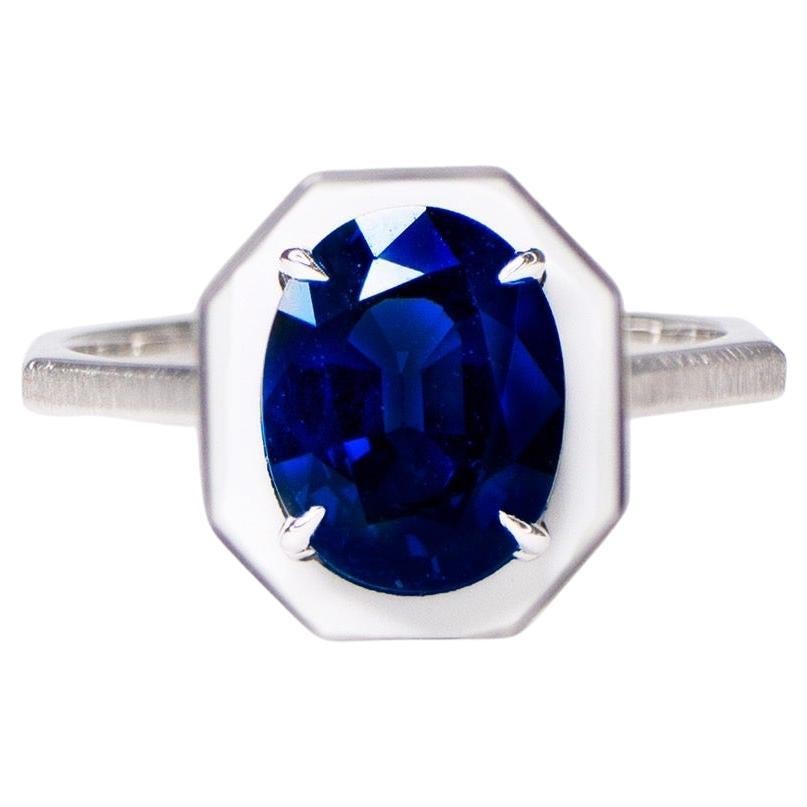 *NRP* IGI 14K 2.75 ct Deep Blue Sapphire Enamel Antique Art Deco ...