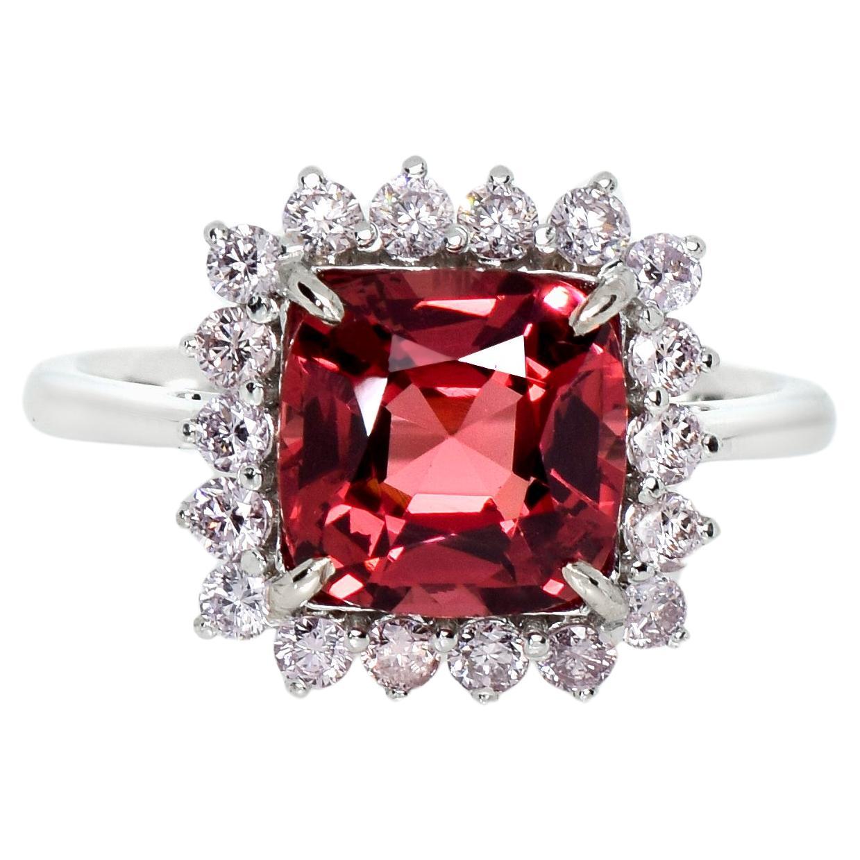 *NRP*IGI 18K 2.98 Ct Red Spinel&Pink Diamonds Antique Engagement Ring ...