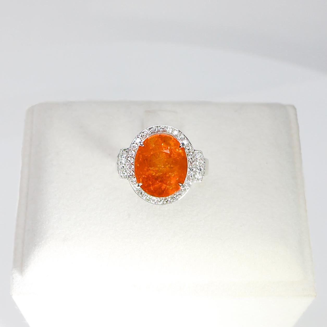 NRP-14K IGI 6.21 Ct Fanta Garnet&Diamonds Antique Art Deco Style ...