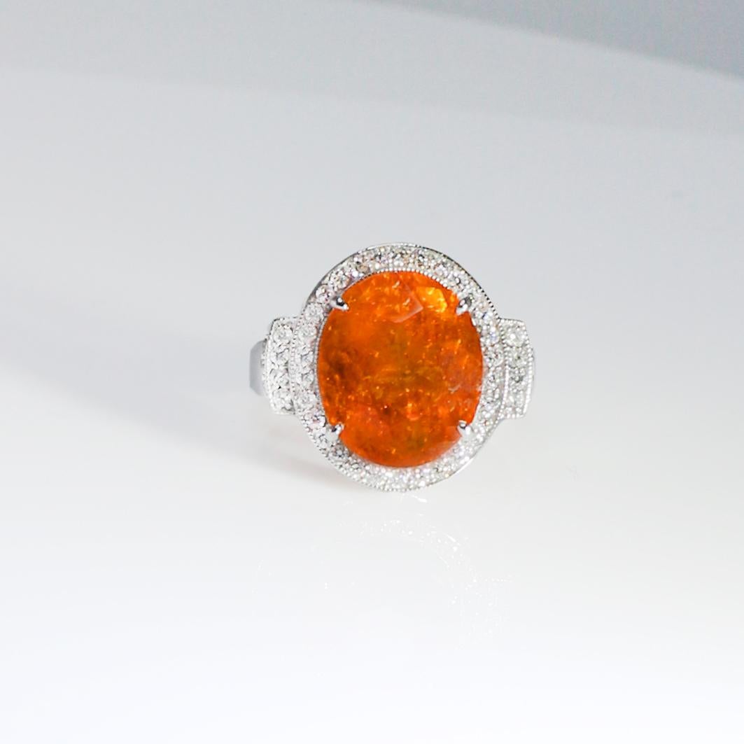 NRP-14K IGI 6.21 Ct Fanta Garnet&Diamonds Antique Art Deco Style ...