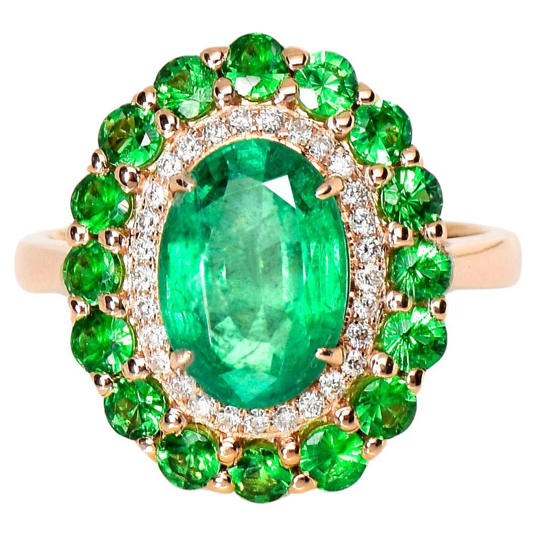 *NRP* IGI 14k 2.11 Ct Emerald&Tsavorite Antique Art Deco Style ...