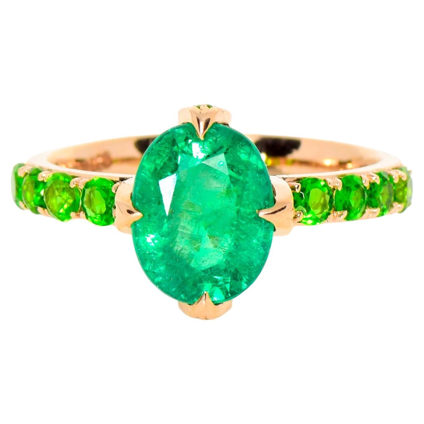 IGI 14K 2.62 Natural Emerald Diamond Antique Art Deco Style Engagement Ring For Sale at 1stDibs ...