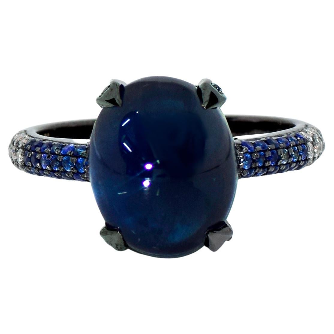 Sapphire Engagement Ring in 14k White Gold, Blue Sapphire and Diamonds ...