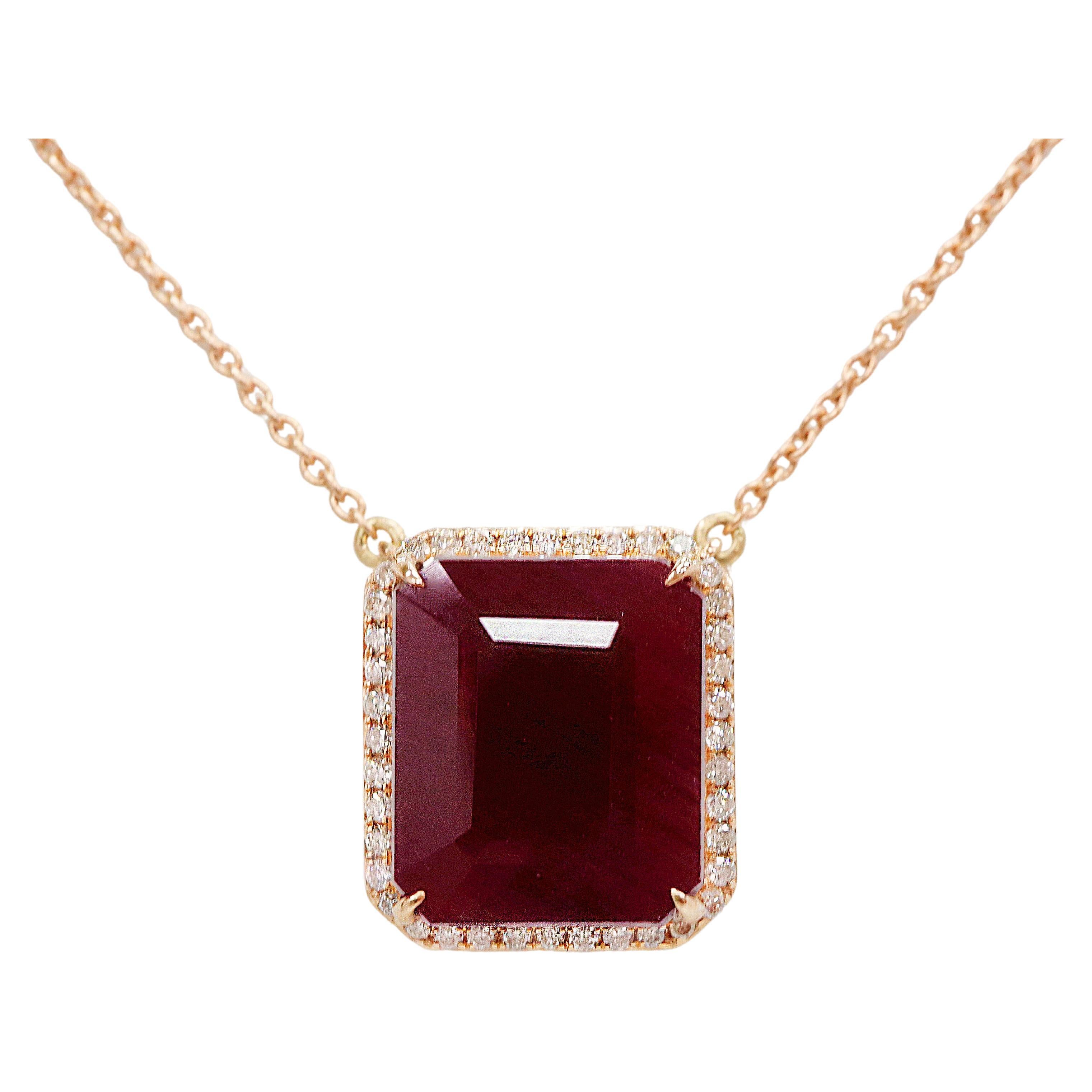 *NRP* IGI 14K 8.27 Ct Natural Unheated Ruby Antique Pendant Necklace For Sale at 1stDibs
