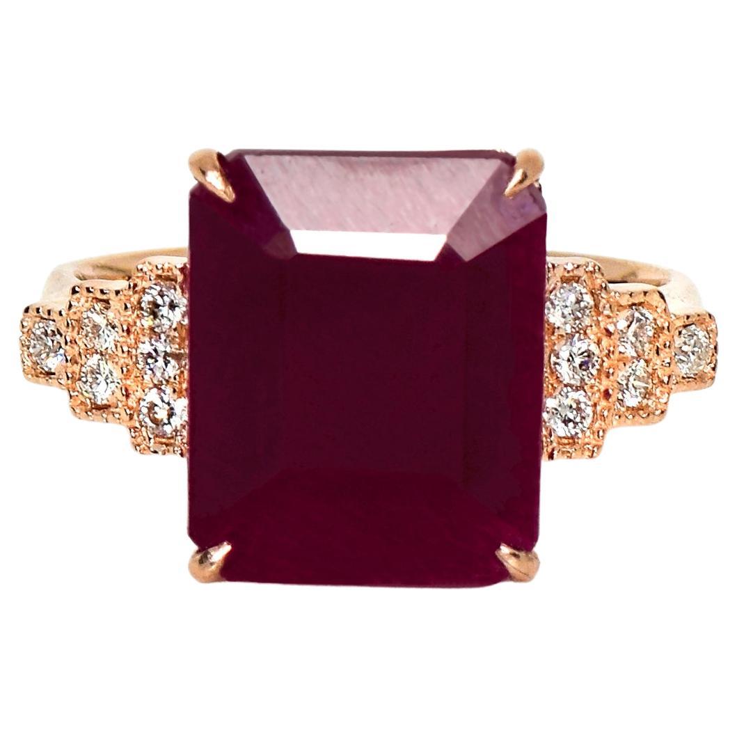 *NRP* IGI 14K 8.58 Ct Natural Unheated Ruby Antique Art Deco Engagement ...