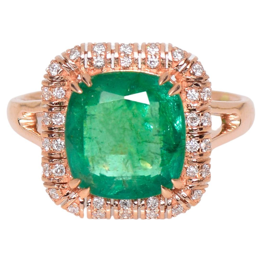 IGI 18k 3.35 Ct Natural Emerald&Diamonds Antique Art Deco Engagement ...