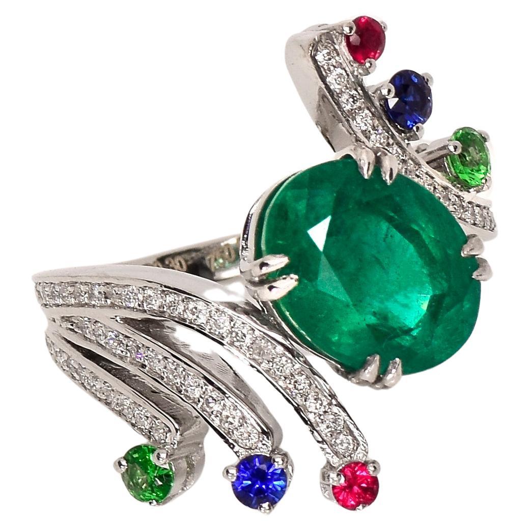 Antique Diamonds .40 Emerald 18 Karat White Gold Ring at 1stDibs ...