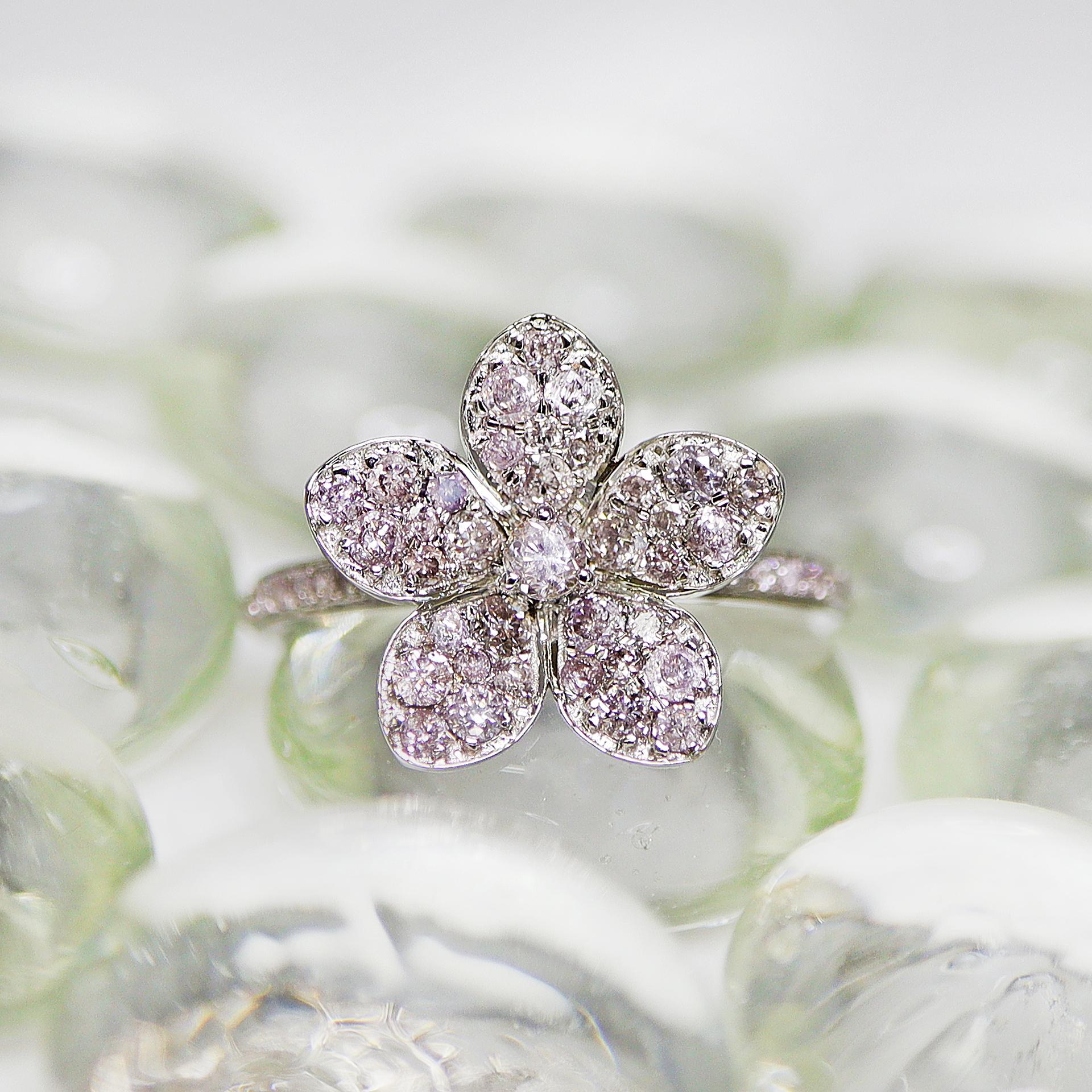 *NRP*IGI 14K 0.85 Ct Natural Pink Diamonds Flower Design Engagement ...