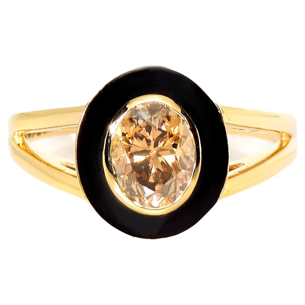 *NRP*IGI 14K 1.04 ct Fancy Brown Diamond Enamel Antique Art Deco ...
