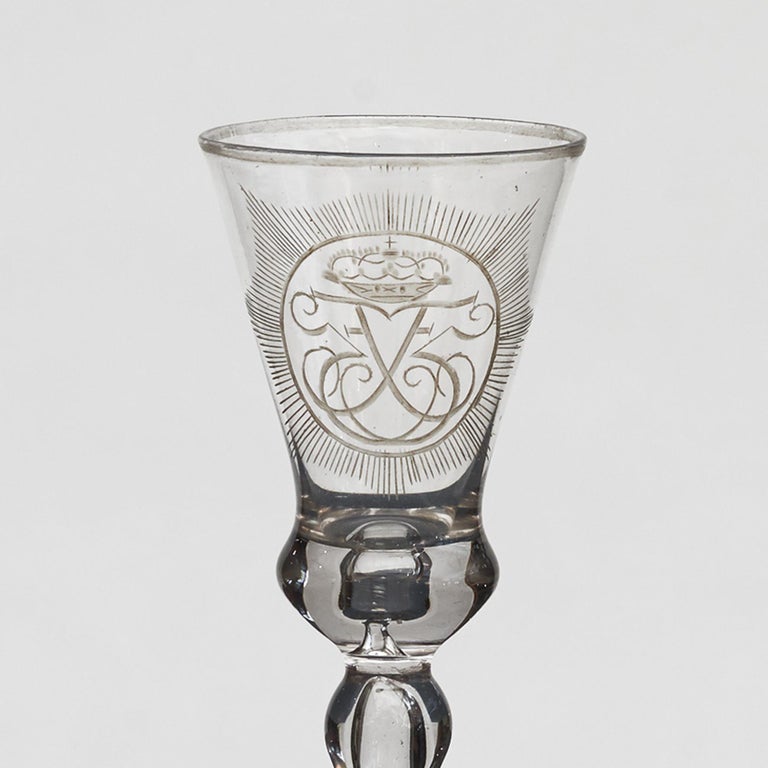 Nøstetangen "Chrystal Desert" Glass with Frederik V's Crowned Monogram ...