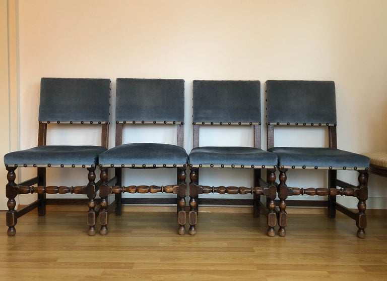 CLEARANCE Set of 4 French Country Provincial Rustic Blue Dining Castle ...