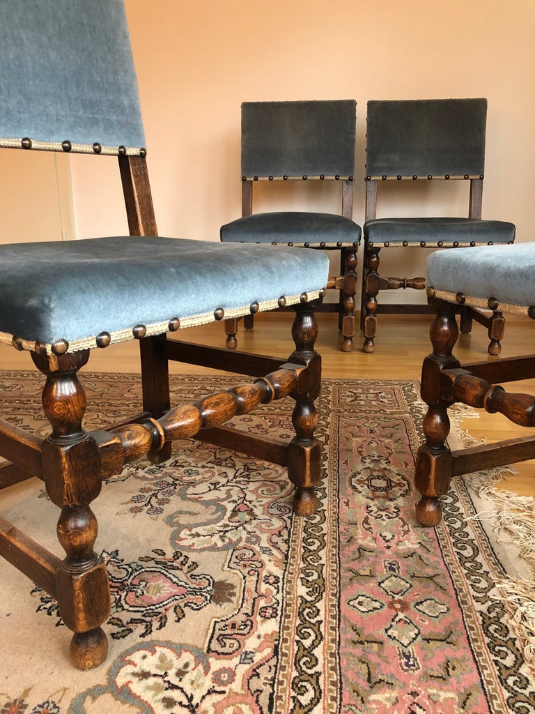 CLEARANCE Set of 4 French Country Provincial Rustic Blue Dining Castle ...