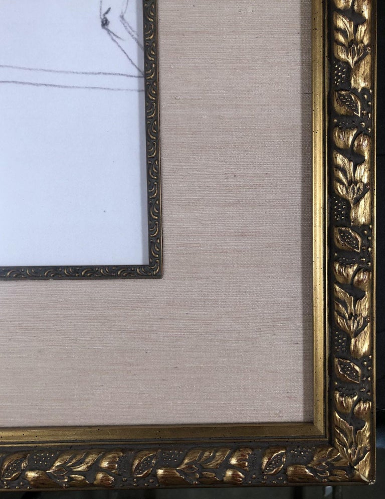 Dessins figuratifs féminins nus dans un cadre en feuille d'or, non signés En vente sur 1stDibs