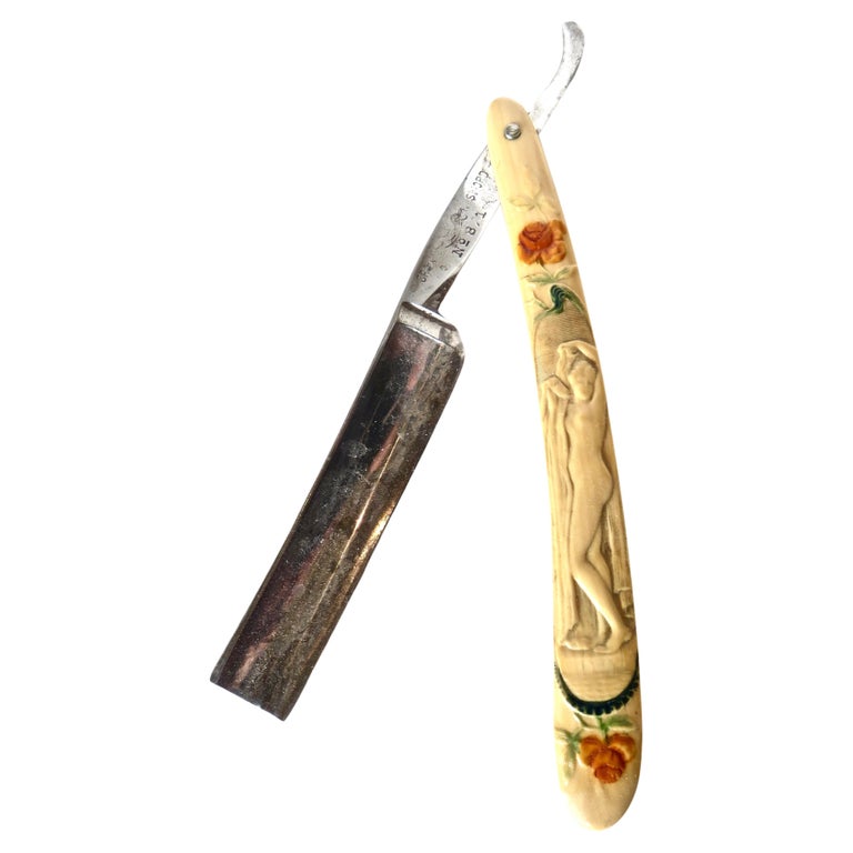 Nude Theme and Roses Straight Razor, Germany 1905 For Sale at 1stDibs
