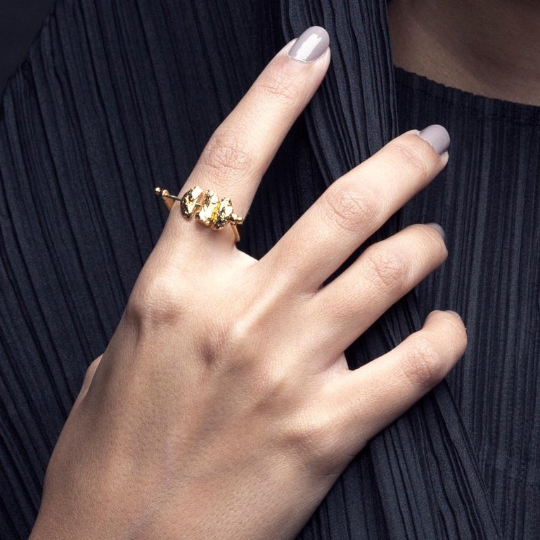 Customizable Nuggets Gold-Plated Textured Ring For Sale at 1stDibs