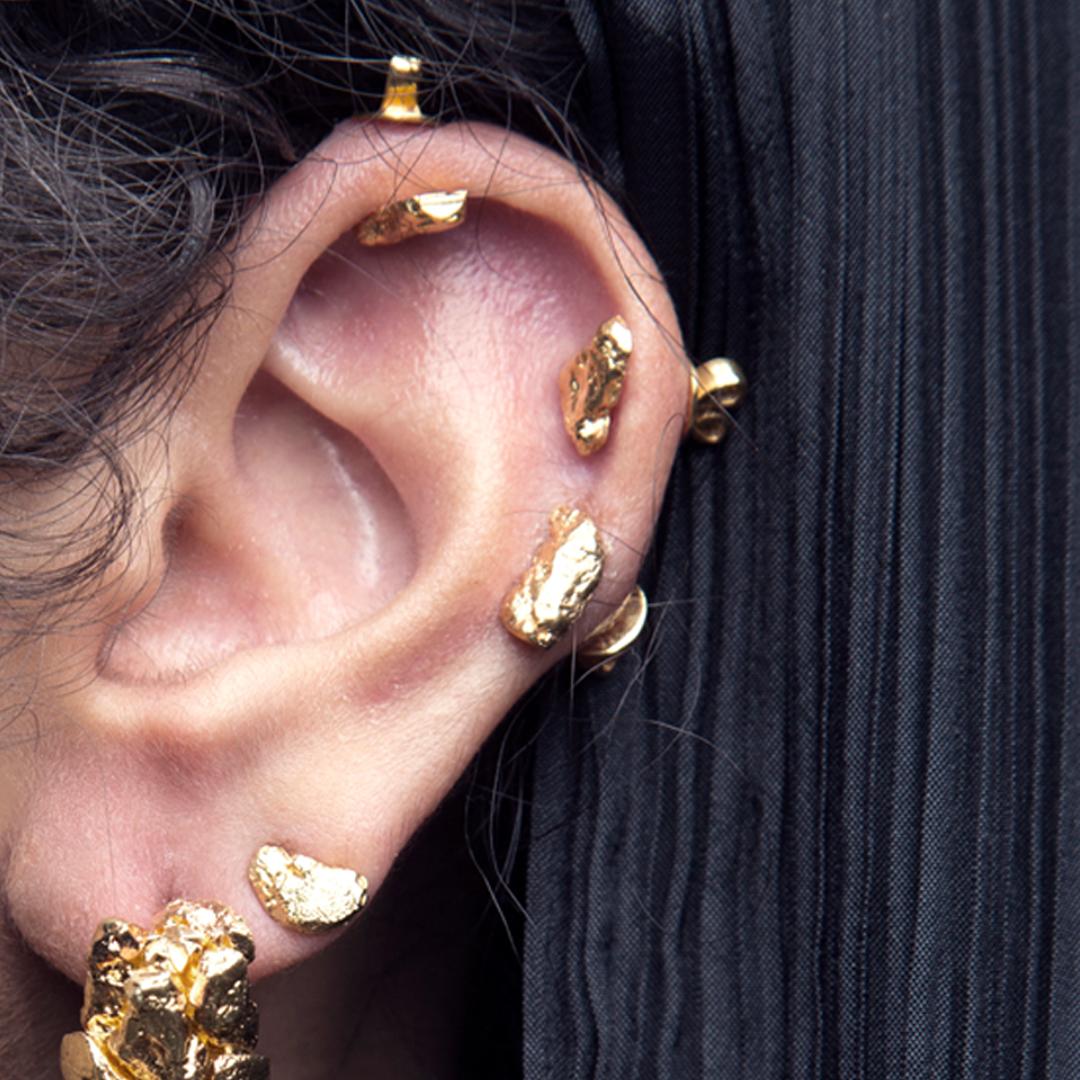 Nuggets Set of 2 Yellow 18K Gold Stud Earrings For Sale at 1stDibs ...