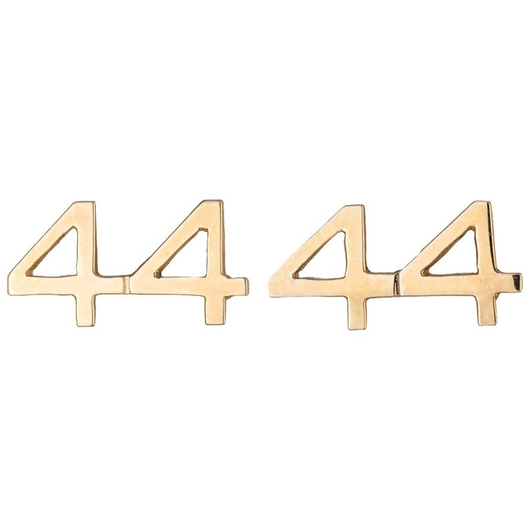 Number 44 Stud Earrings Vintage 14 Karat Gold Numeric Sports Jewelry 2 ...
