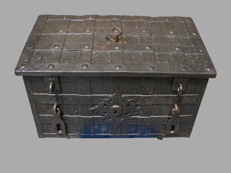Nuremberg Late 17th Century Wrought Iron Strong Box with Elaborate Lock ...
