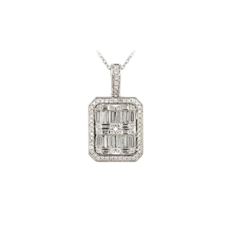 NWT $10, 500 Rare 18kt Gold Large Lovely Fancy Baguette Diamond Pendant ...