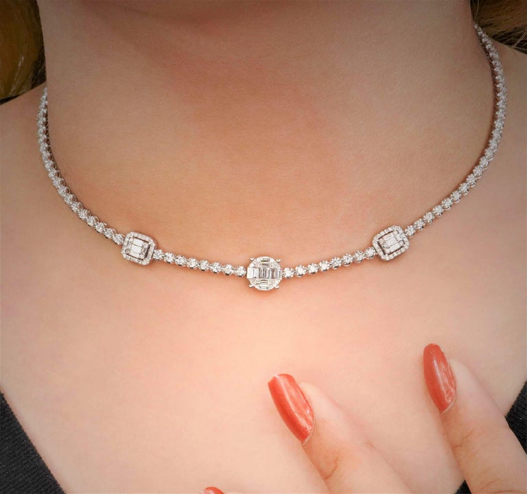 NWT $16,000 18KT Fancy Large Glittering Fancy Diamond Adjustable Choker ...