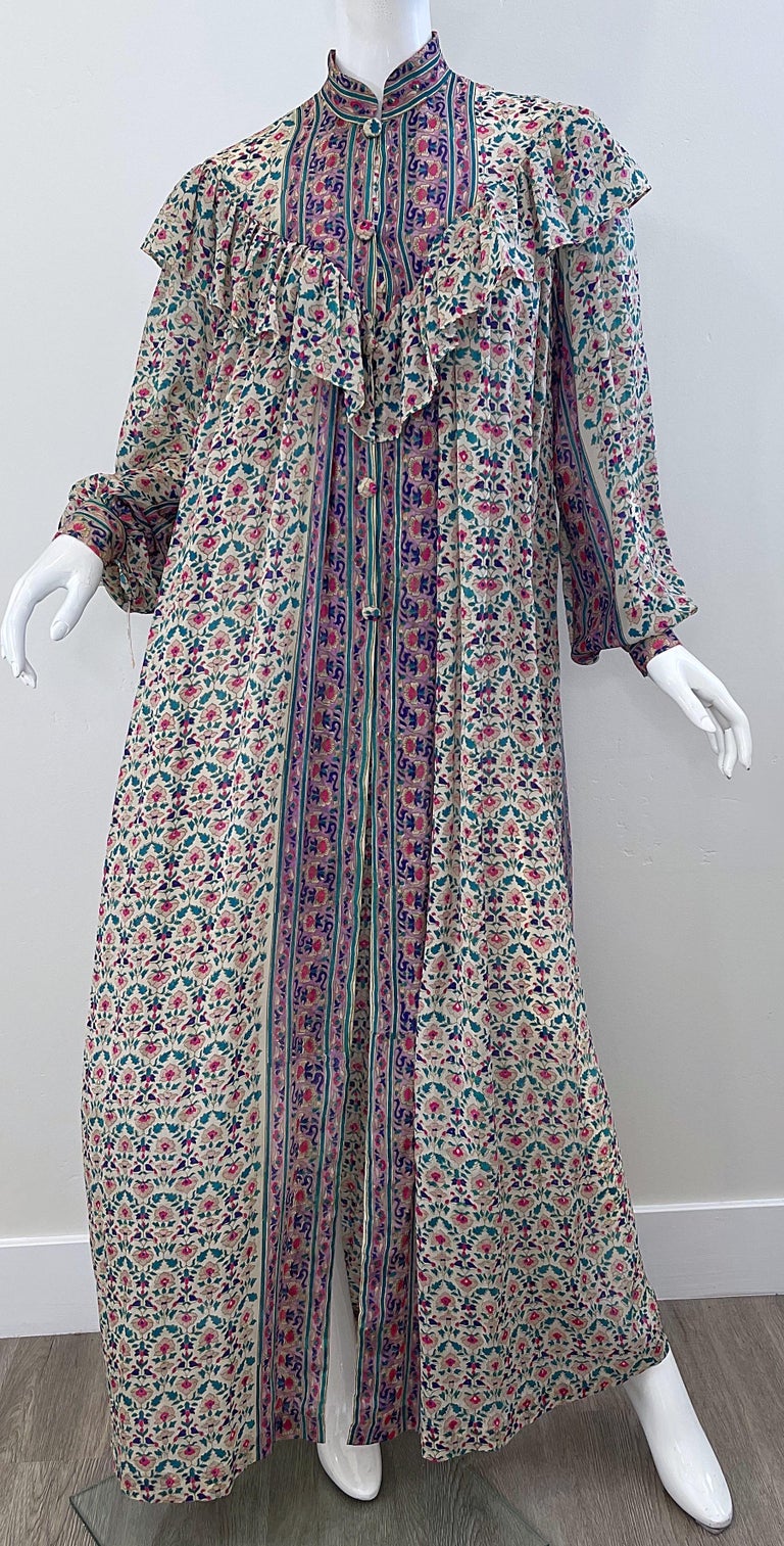 NWT 1970s Raksha of Hindimp London Silk Chiffon Indian Boho Maxi Dress ...