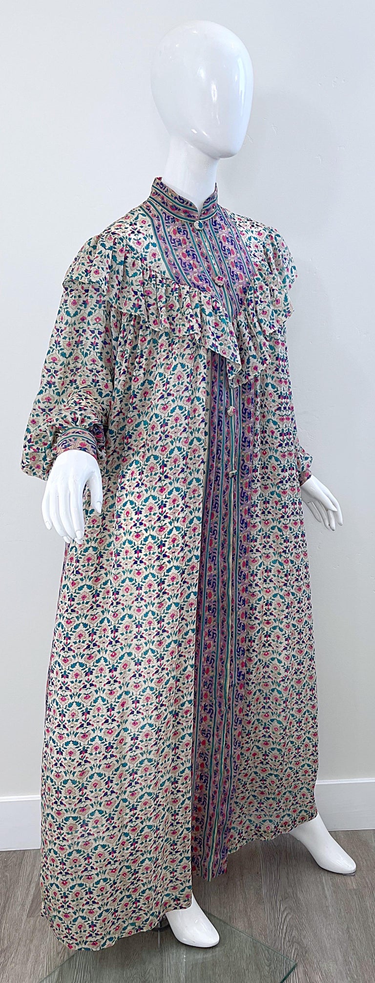 NWT 1970s Raksha of Hindimp London Silk Chiffon Indian Boho Maxi Dress ...