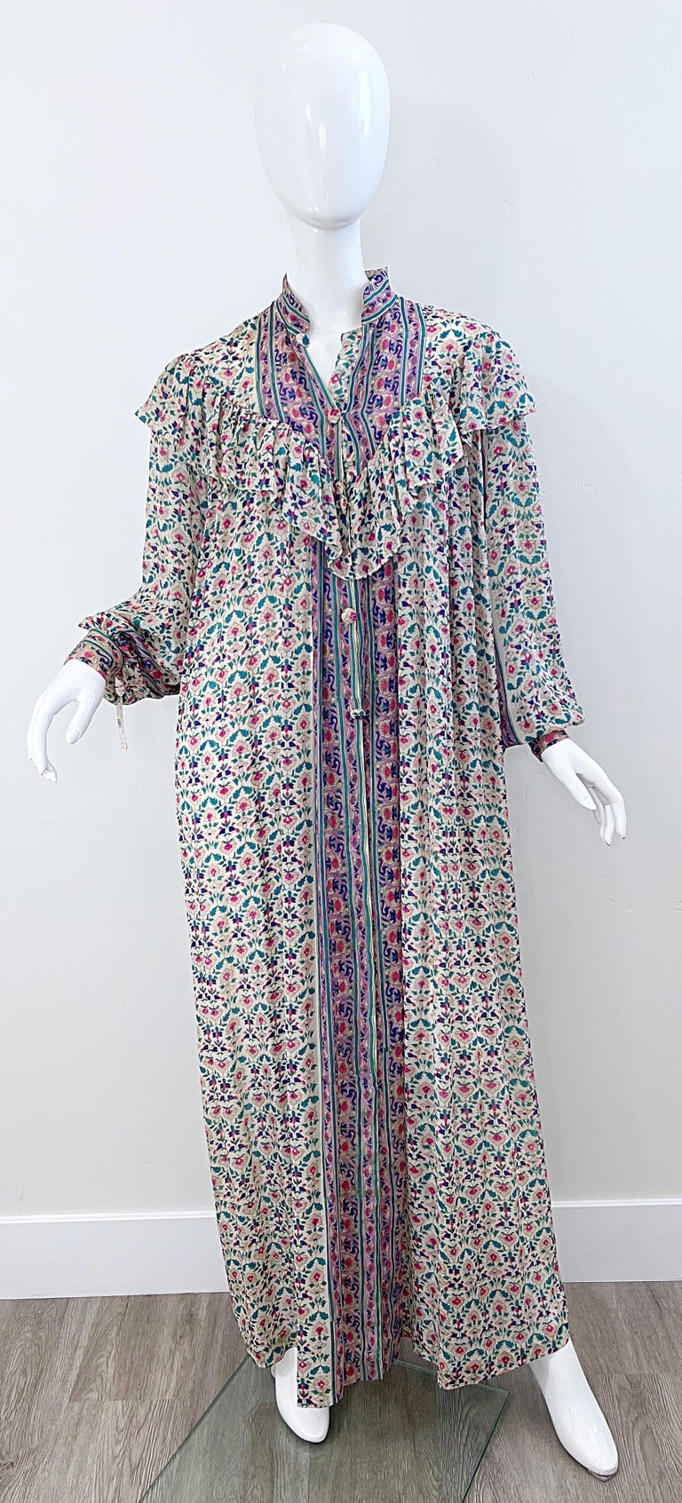 NWT 1970s Raksha of Hindimp London Silk Chiffon Indian Boho Maxi Dress ...