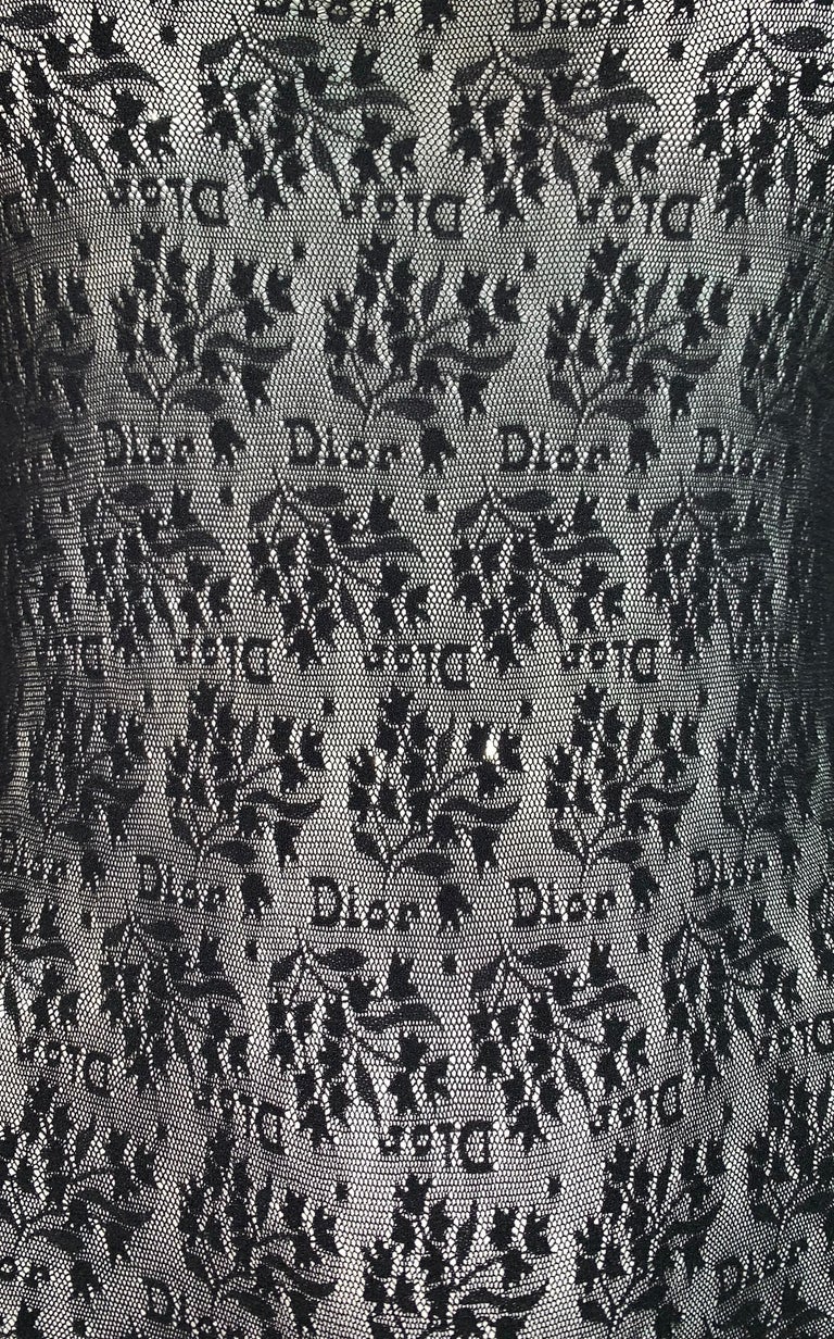 NWT 1990's Christian Dior Sheer Black Fishnet Mesh Logo Monogram ...