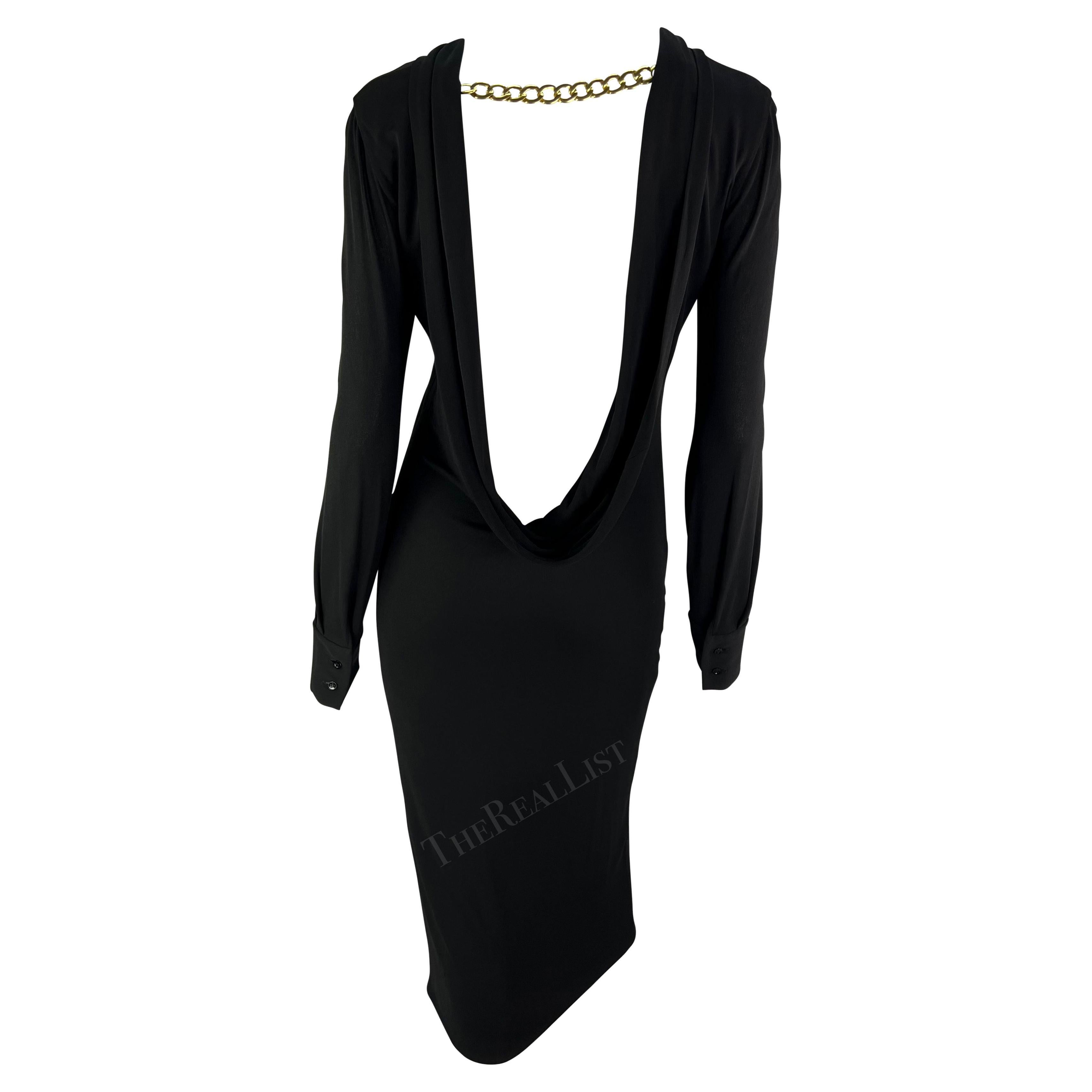 NWT 2006 Alexander McQueen Gold Chain Backless Black Cowl Dress For ...