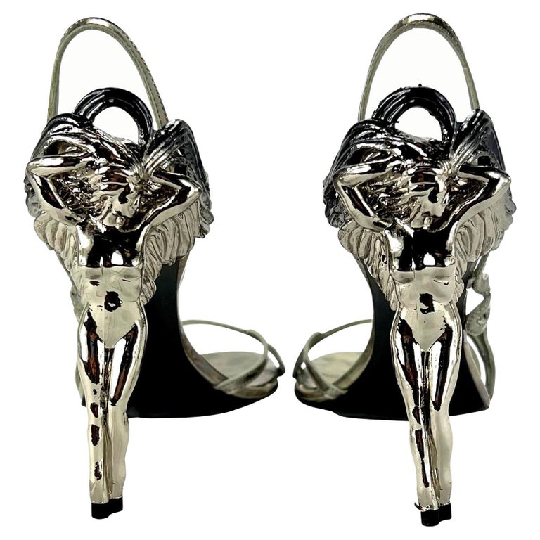 NWT 2010 Alexander McQueen Angels and Demons Sculptural Silver Heels at ...