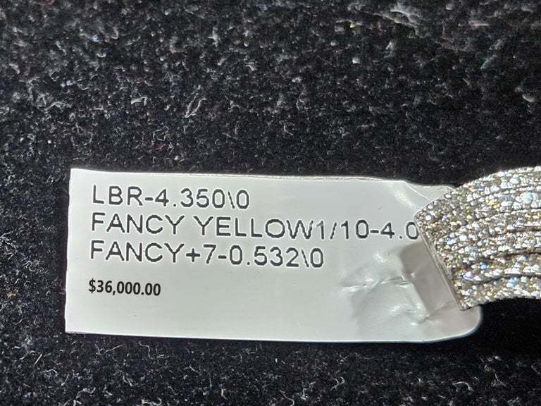 NWT $36, 000 Rare 12ct Fancy Yellow Diamond White Diamond Fringe Dangle ...