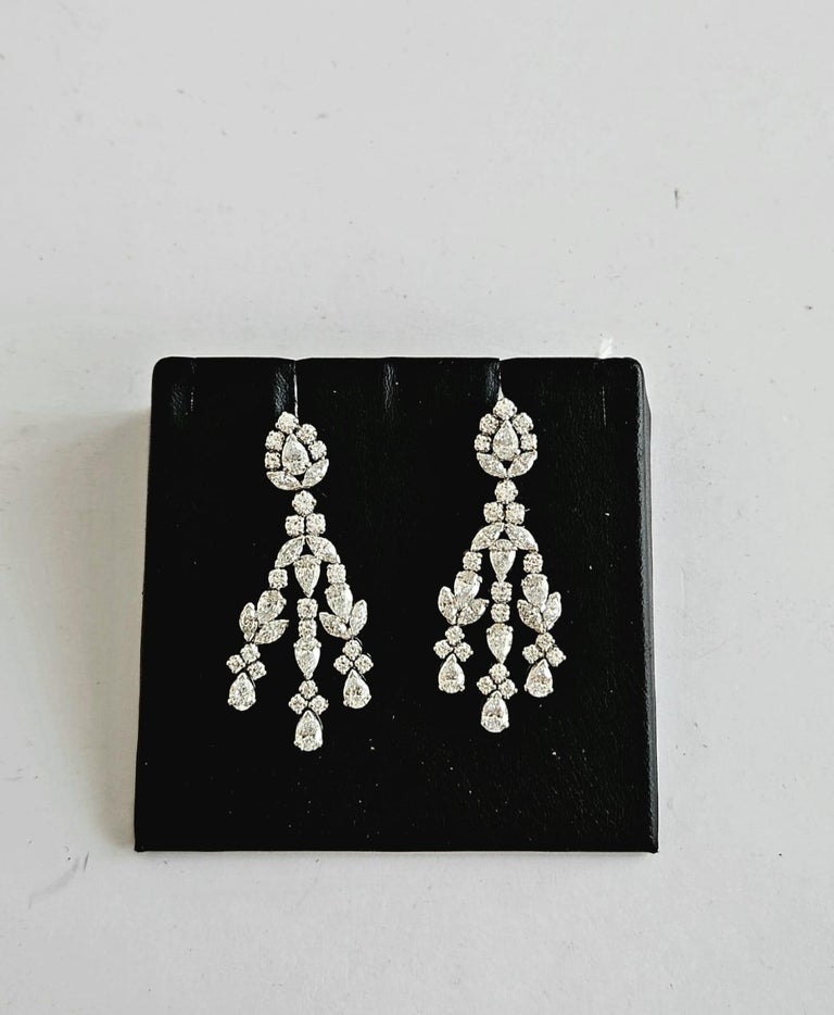 NWT $47,500 Magnificent 18KT Gold Fancy Cascading Diamond Drape Drop ...