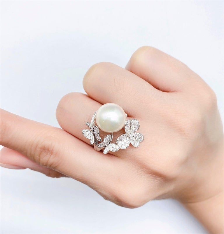 NWT $6, 629 18KT Gold Rare Gorgeous South Sea Pearl Diamond Butterfly ...