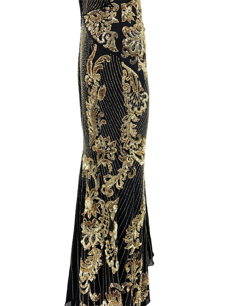 NWT $9.990 Roberto Cavalli Black Silk Fully Embellished Dress Gown It 42 - US 6 For Sale at 1stDibs