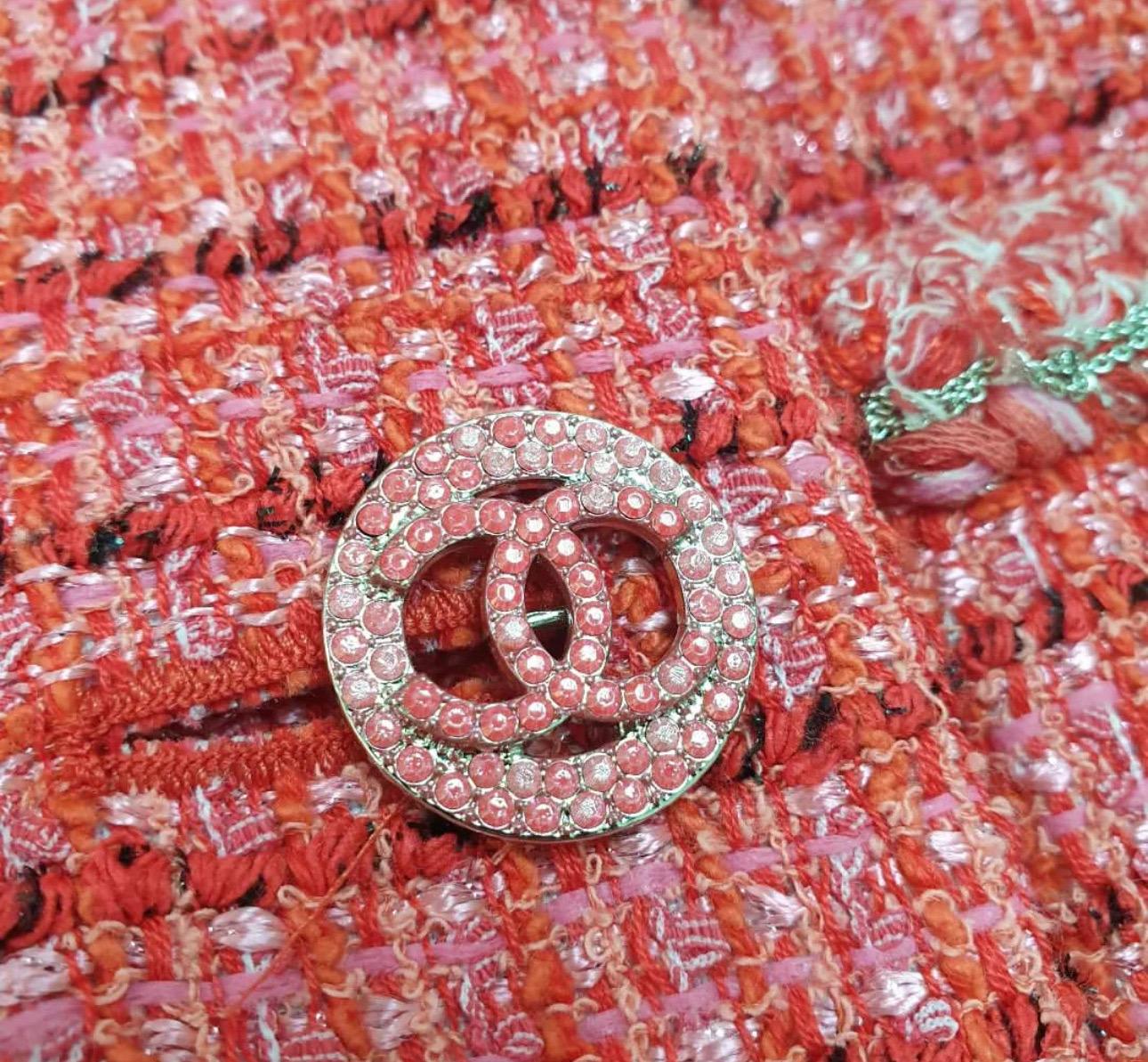 NWT Chanel 2021 Pink Tweed Coat For Sale at 1stDibs