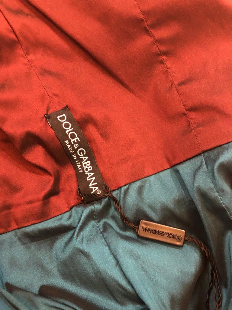 NWT Dolce and Gabbana 1990s Burgundy Turquoise Blue Colorblock Vintage ...