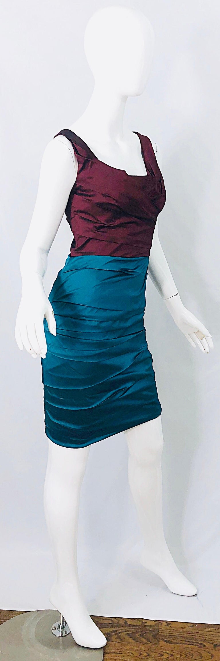 NWT Dolce and Gabbana 1990s Burgundy Turquoise Blue Colorblock Vintage ...