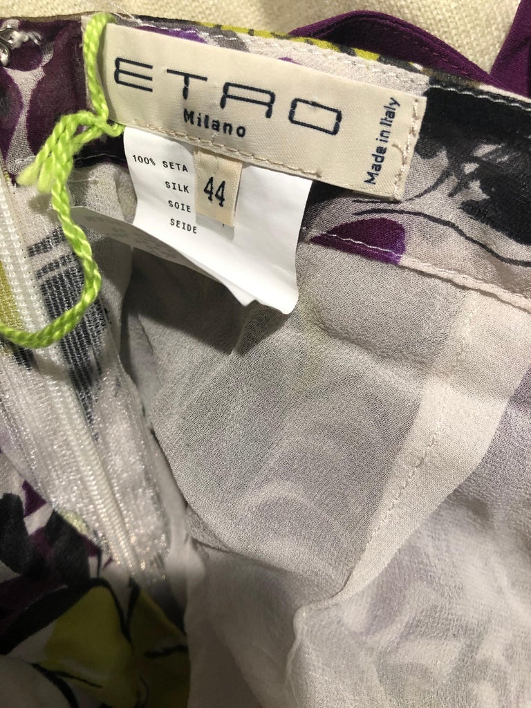 NWT Etro 2000s Size 44 US 8 - 10 Silk Chiffon Three Piece Skirt Top ...