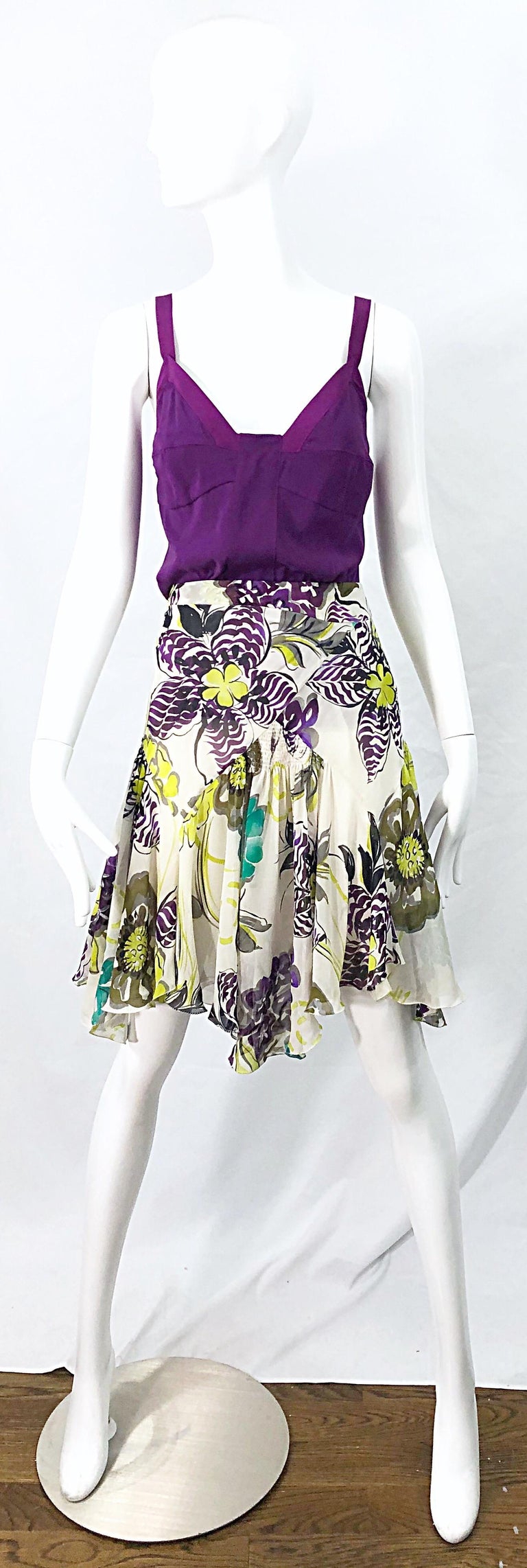 NWT Etro 2000s Size 44 US 8 - 10 Silk Chiffon Three Piece Skirt Top ...