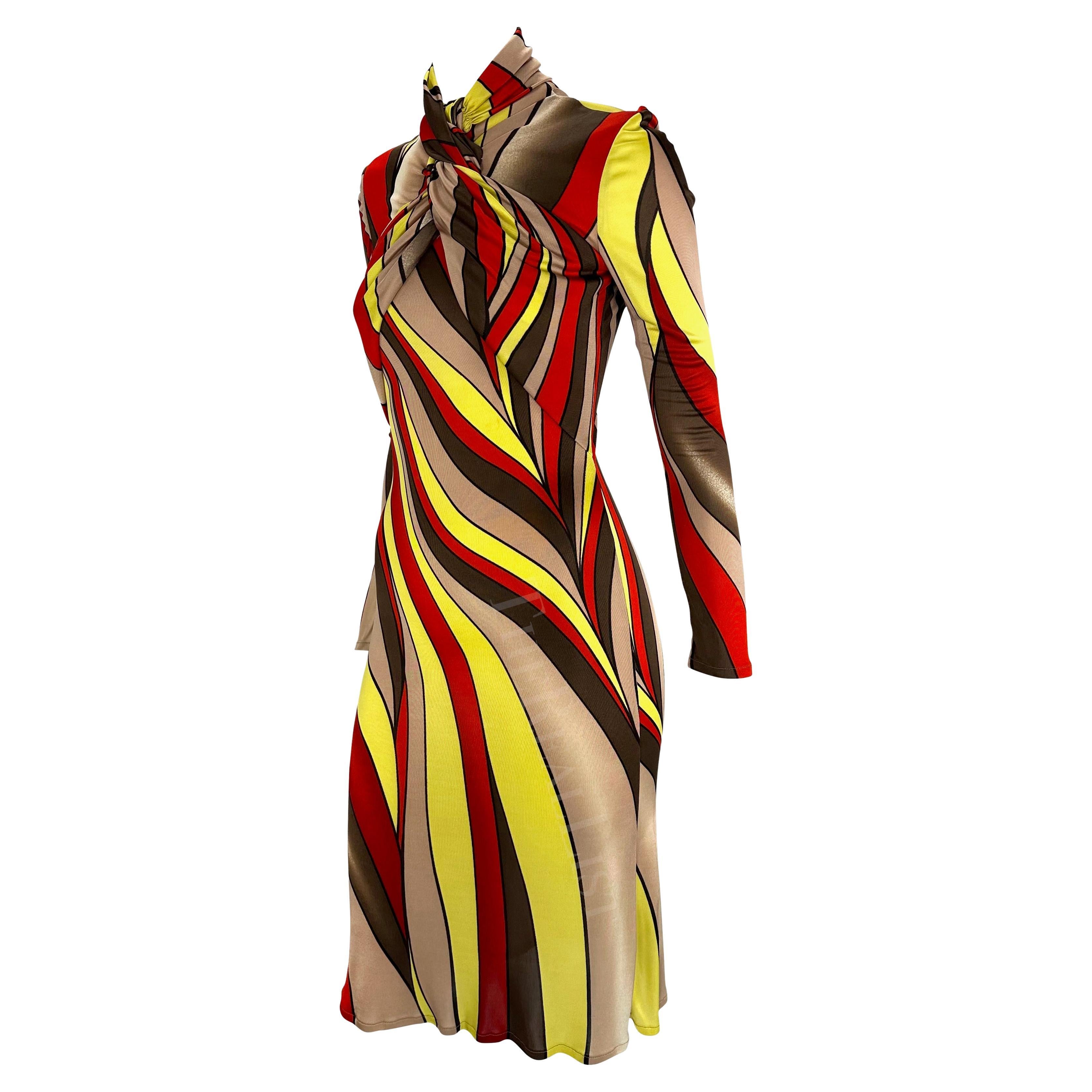 NWT F/W 2000 Gianni Versace by Donatella Brown Red Abstract Multicolor ...