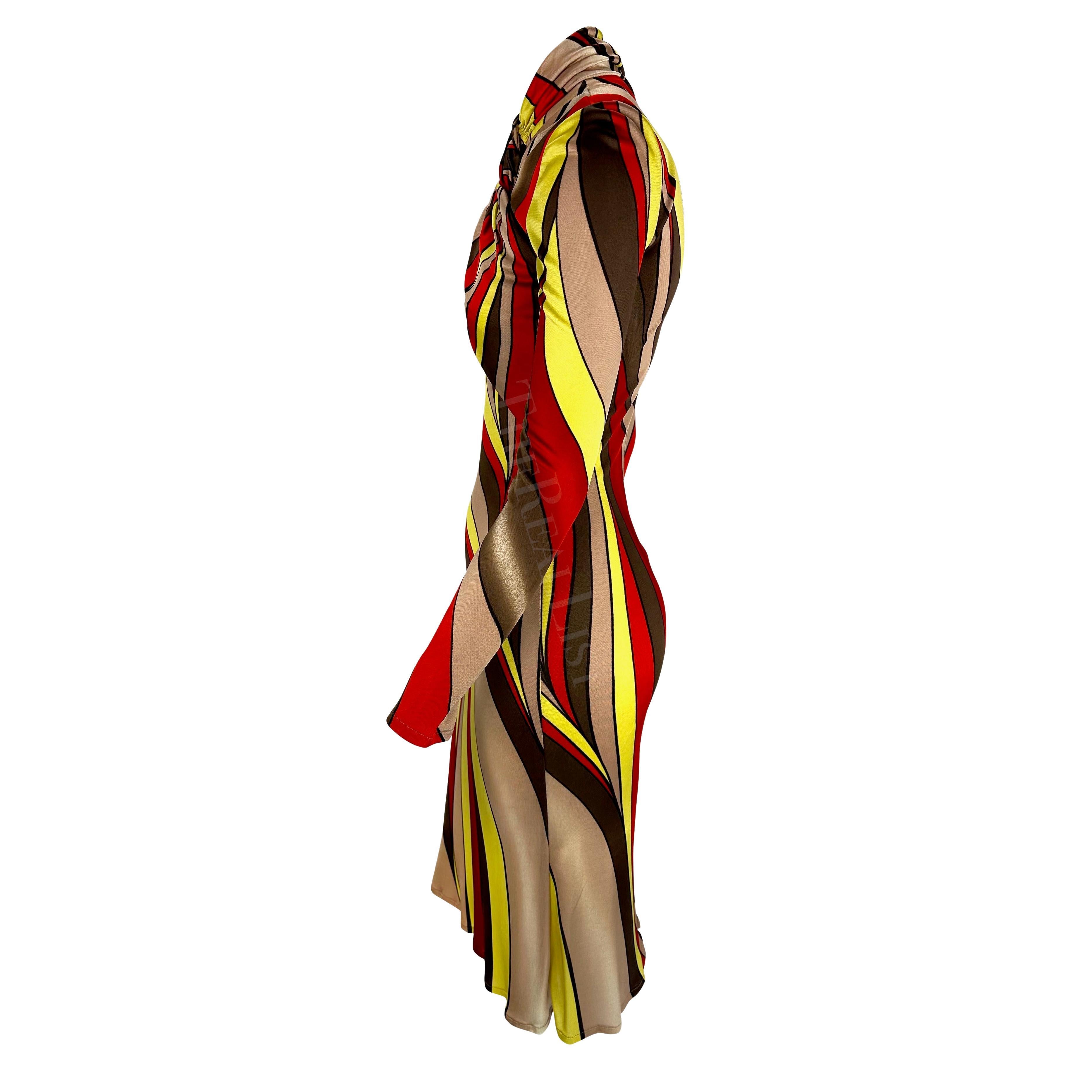 NWT F/W 2000 Gianni Versace by Donatella Brown Red Abstract Multicolor ...