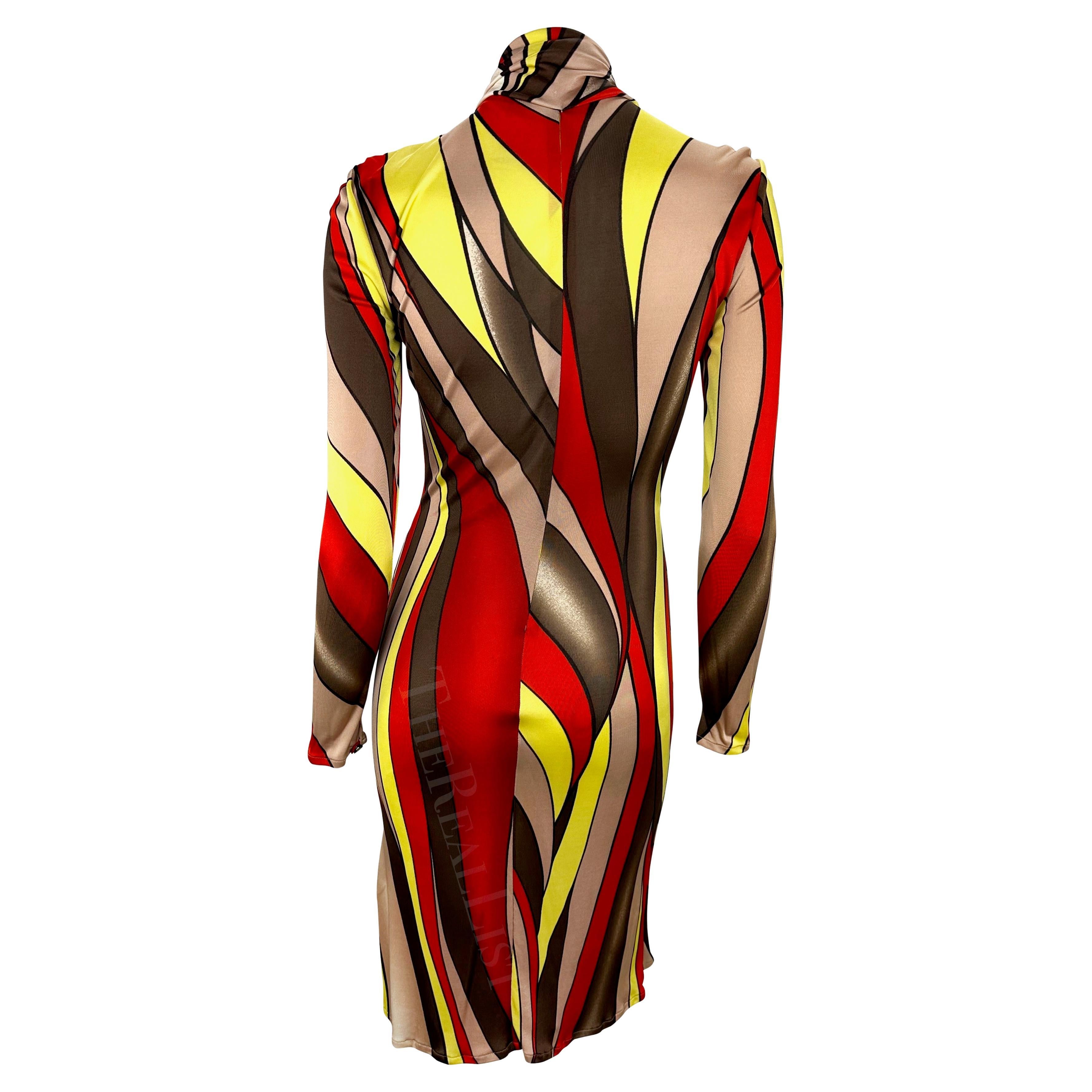 NWT F/W 2000 Gianni Versace by Donatella Brown Red Abstract Multicolor ...